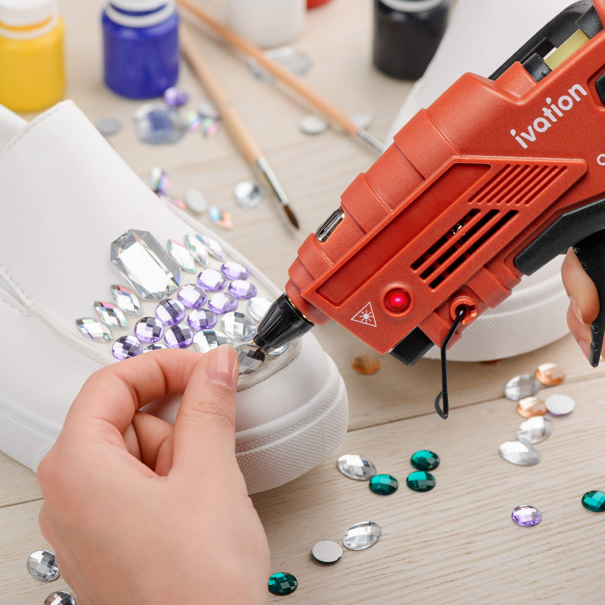 Ivation Cordless Butane Powered Glue Gun, Fast Heat-Up Gas Powered Hot GlueGun with Self-Regulating Temperature for DIY Projects, Arts & Crafts, Woodworking, Home Repairs Gift Decorations & More