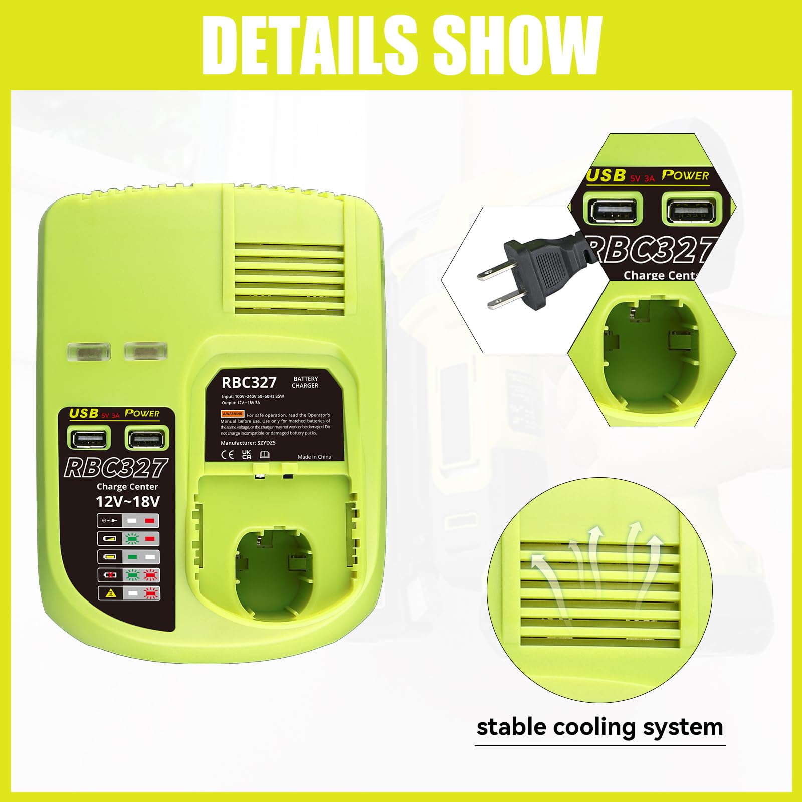 VANON Upgrade to 18V 6.5Ah P108 Battery + P117 Fast Charger Dual Chemistry IntelliPort Replacement for Ryobi 18Volt Battery and Charger Lithium ion Batería Combo Pack