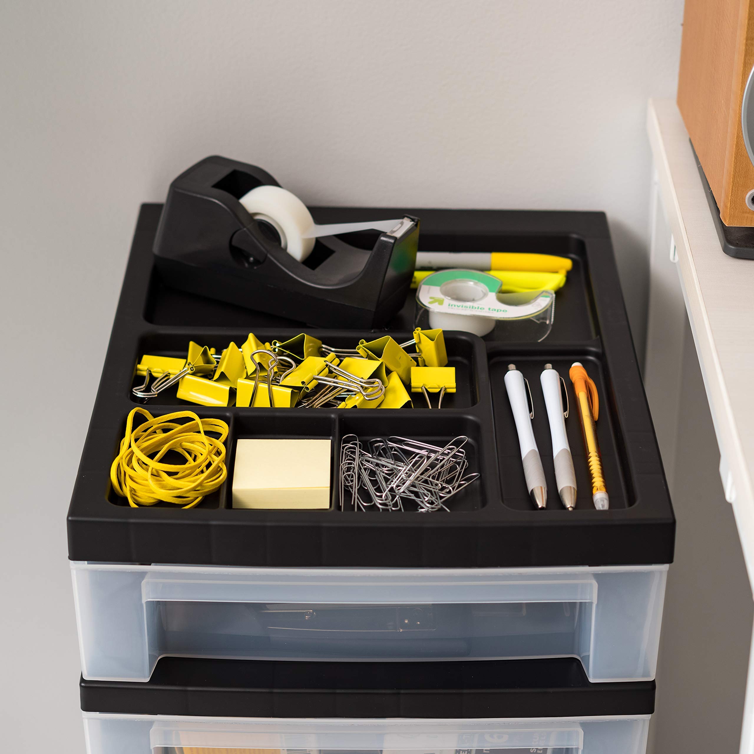IRIS 4-Drawer Rolling Storage Cart with Organizer Top, Black with IRIS 6-Drawer Scrapbook Cart with Organizer Top, Black