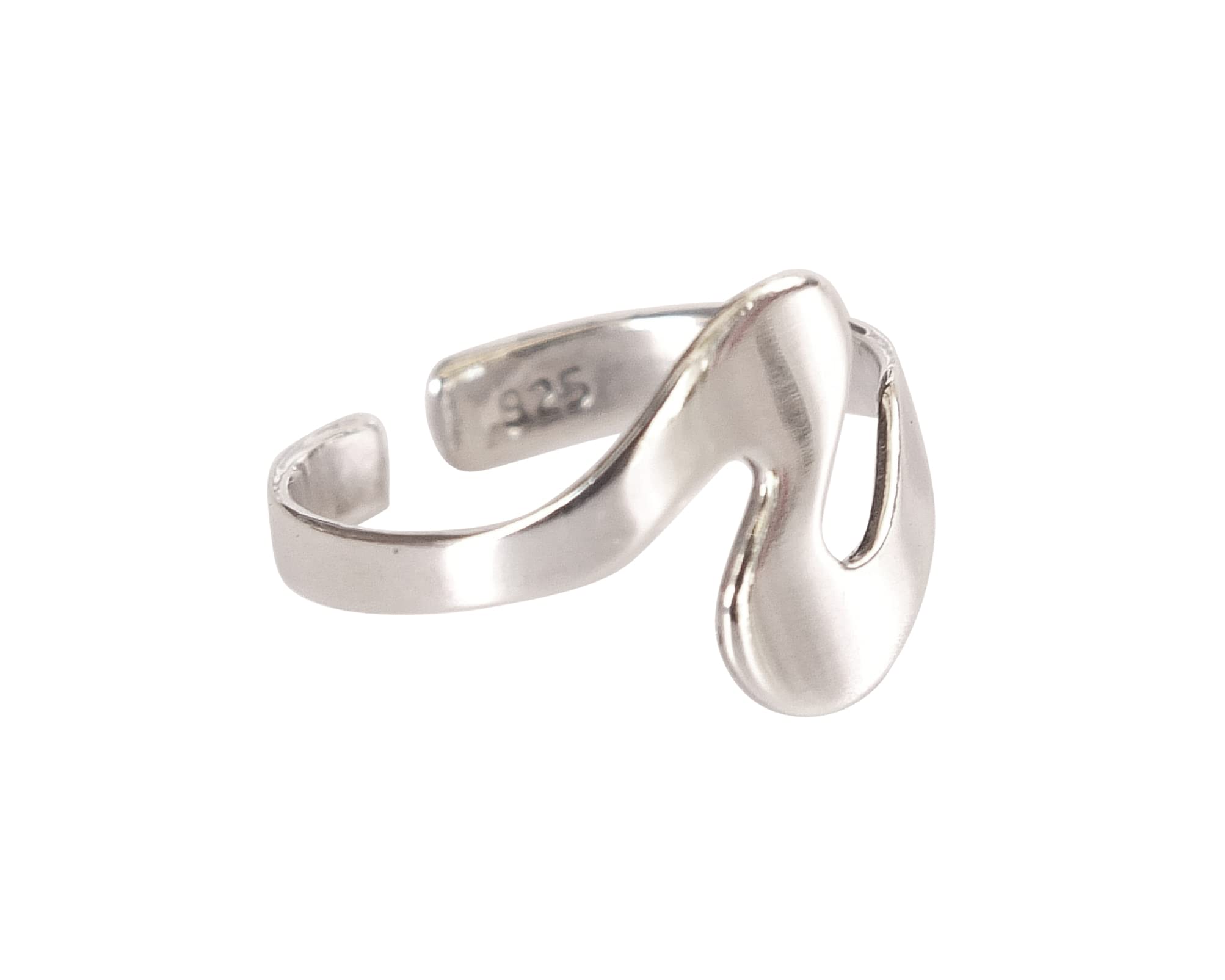 Handmade Silver Swirl Band Adjustable Toe Ring, 925 Sterling Silver, Small Dainty Open Toe, Pinky or Knuckle Rings for Women, By MiYa Jewelry Creations