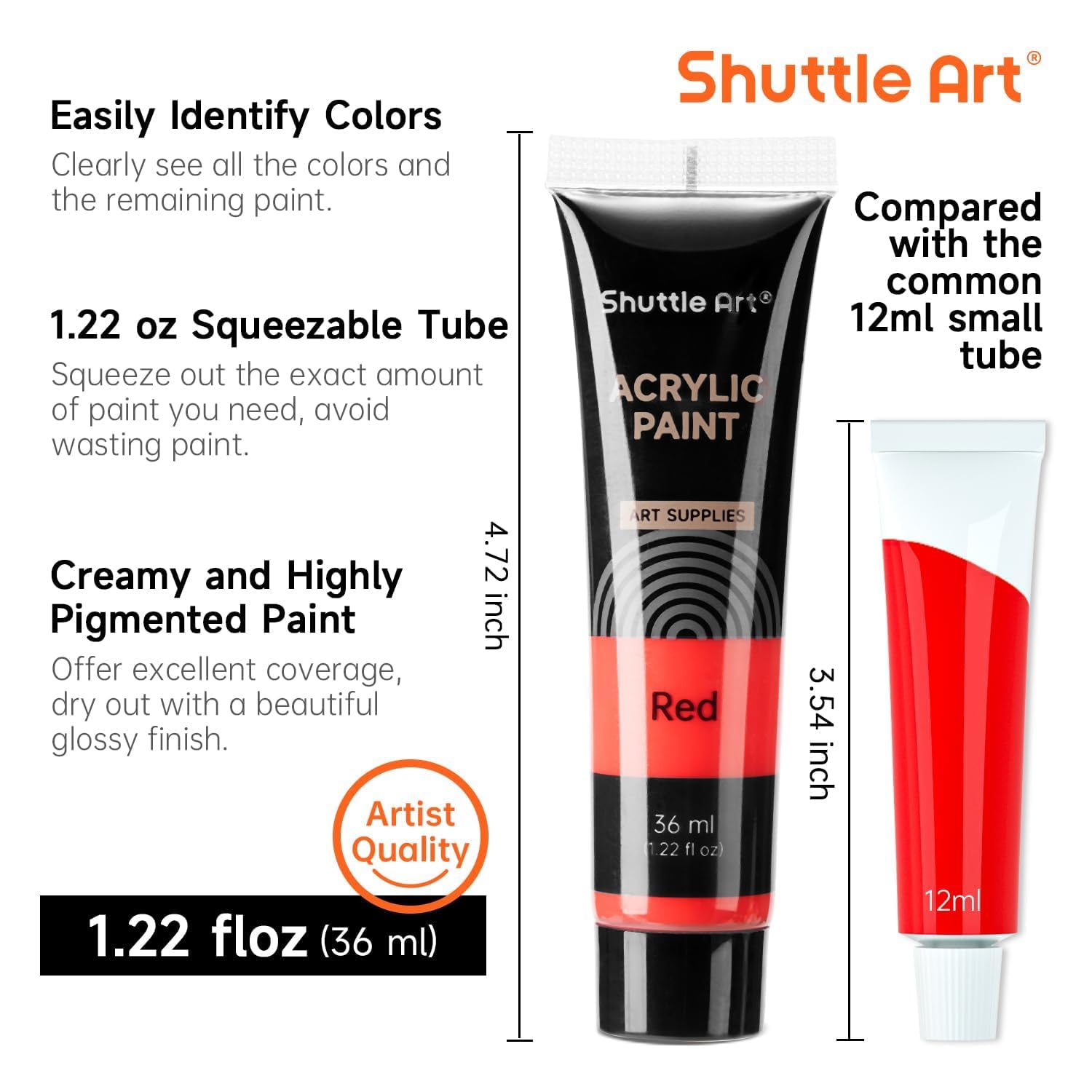 Shuttle Art 30 Colors Acrylic Paint Set, 36ml Tubes with 3 Brushes, Artist Grade Acrylic Paint, for Kids Adults Beginners, Painting on Crafts Canvas Wood Rocks