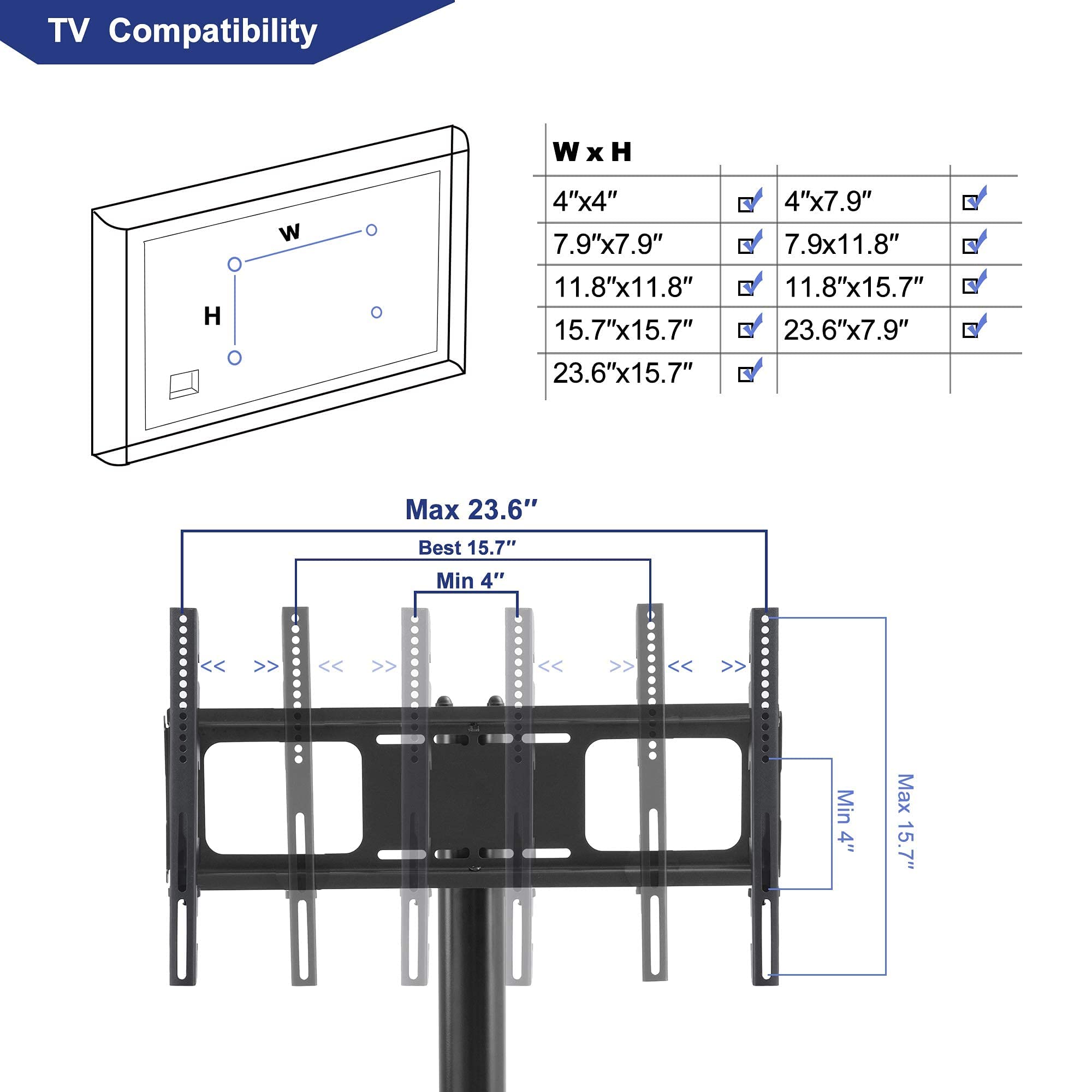 IANIYA Swivel Floor TV Stand Height Adjustable Bracket Entertainment Stand for 32 to 65 inch TV | 3-Tier BlackTempered Glass Multi-Function TV Stand