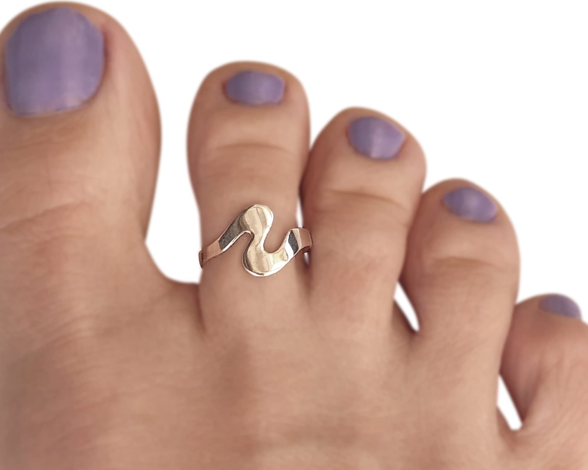 Handmade Silver Swirl Band Adjustable Toe Ring, 925 Sterling Silver, Small Dainty Open Toe, Pinky or Knuckle Rings for Women, By MiYa Jewelry Creations