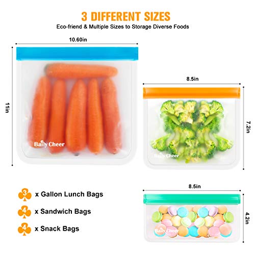 11 Pack Gallon Freezer Bags, Reusable Gallon Storage Bags Zip lock Food Storage Bags for Meat, Sandwich, Fruit, Home Fridge Kitchen Organization and Storage Meal Prep Leakproof Freezer Containers