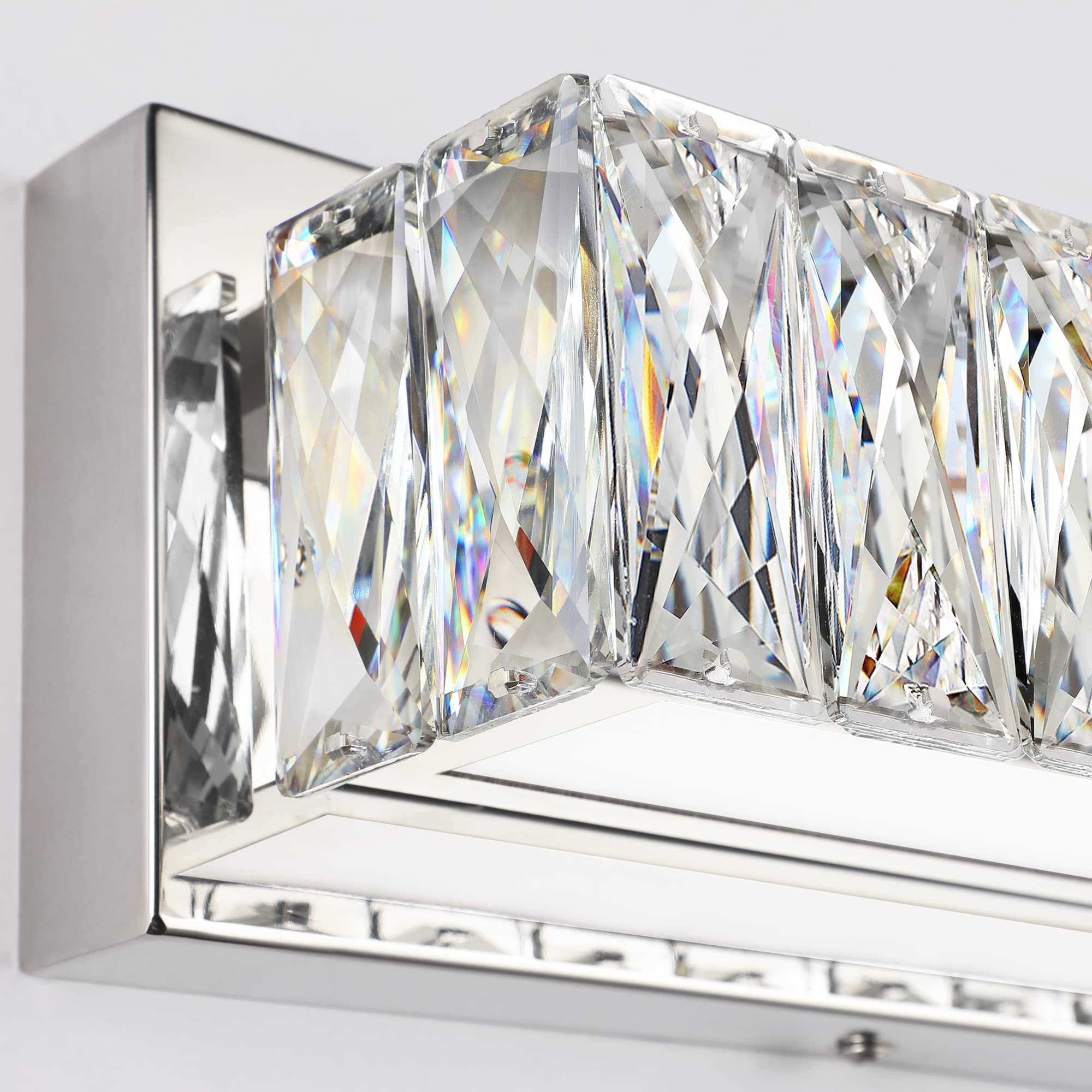ZUZITO LED Vanity Lights for Bathroom - 30 inch Crystal Modern Vanity Lights - Chrome Bathroom Light Fixtures Over Mirror Cool White Light