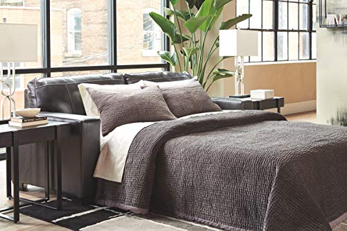 Signature Design by Ashley Morelos Contemporary Leather Queen Sofa Sleeper, Gray