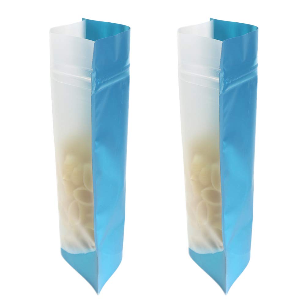 QQ Studio Pack of 100 Translucent Front Matte Blue Poly Plastic Resealable Bags (1.7oz (4" x 6"), Blue Stand-Up Pouch)