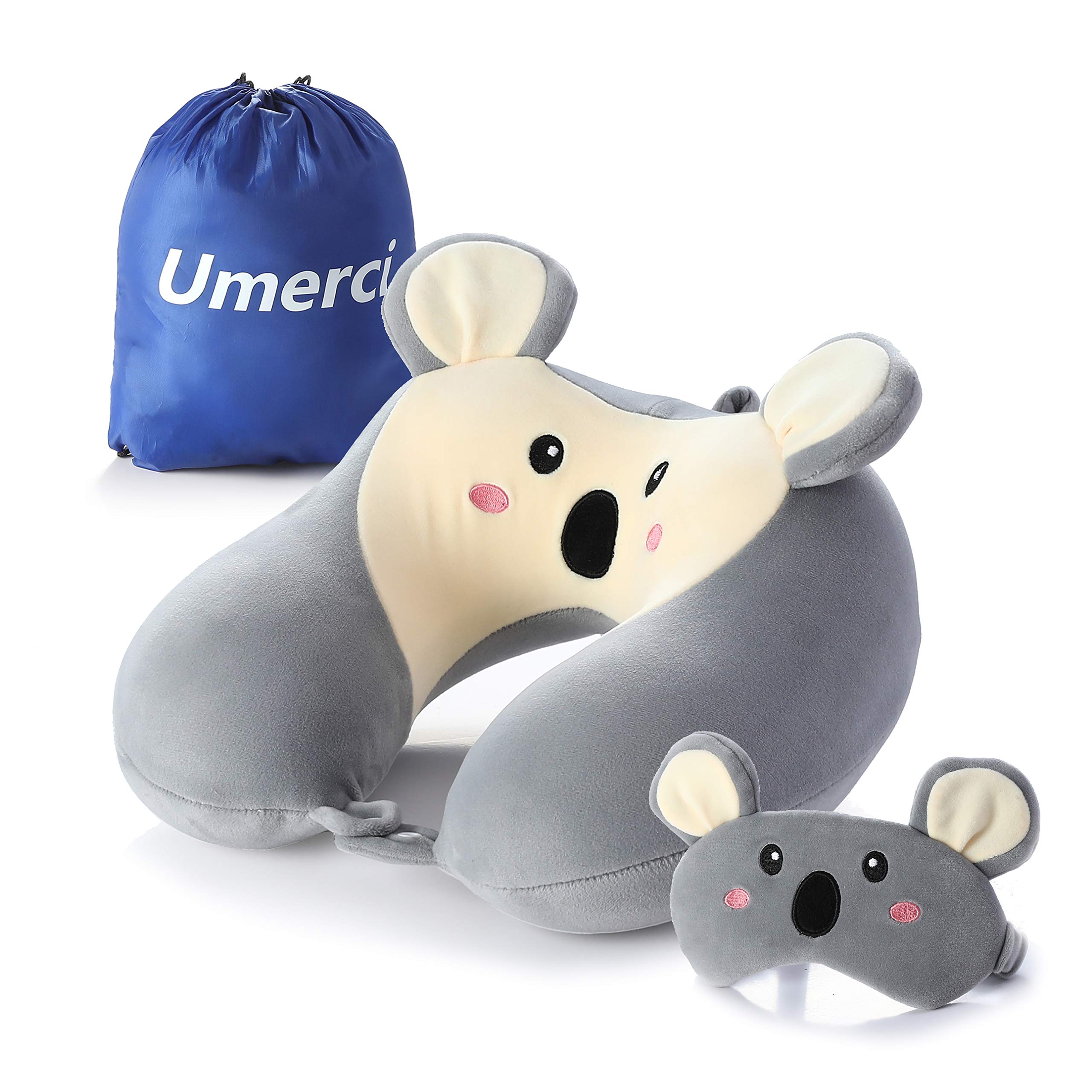 Travel Pillow, Memory Foam Neck Pillow with 360-Degree Head Support Comfortable Airplane Pillow with Storage Bag Lightweight Traveling Pillow for Sleeping, Car, Train, Bus and Home Use (Koala)