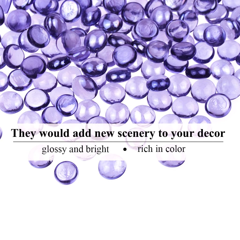 KINGOU Flat Glass Gems/Beads/Stones for Vase Filler, Table Scatter, Games - 1 Lbs (14-16mm, Approx. 5/8")