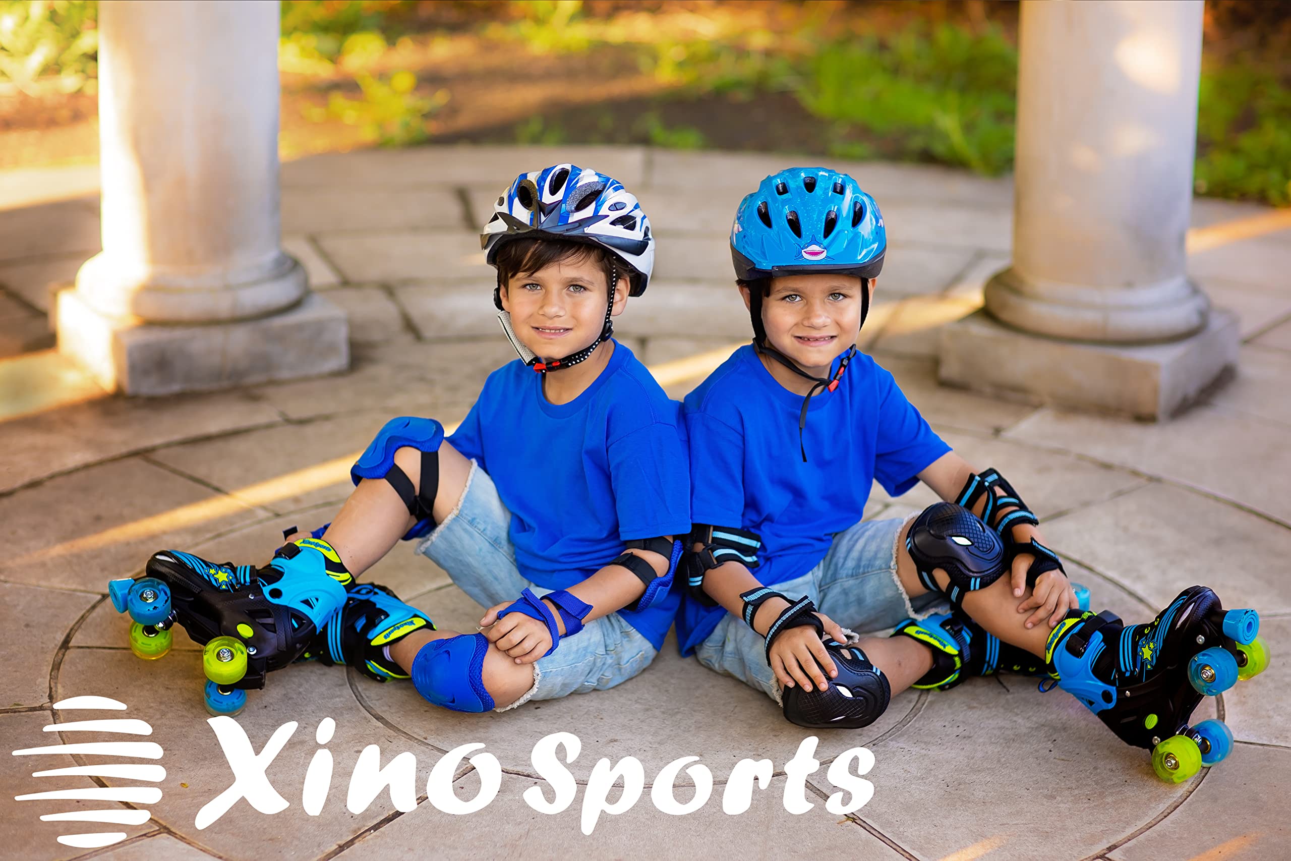Xino Sports Kids Roller Skates for Boys & Girls - Light Up Wheels (Ages 5-20) - Adjustable Roller Skates with Illuminating Wheels (Black, Large 5-8)