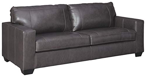 Signature Design by Ashley Morelos Contemporary Leather Queen Sofa Sleeper, Gray