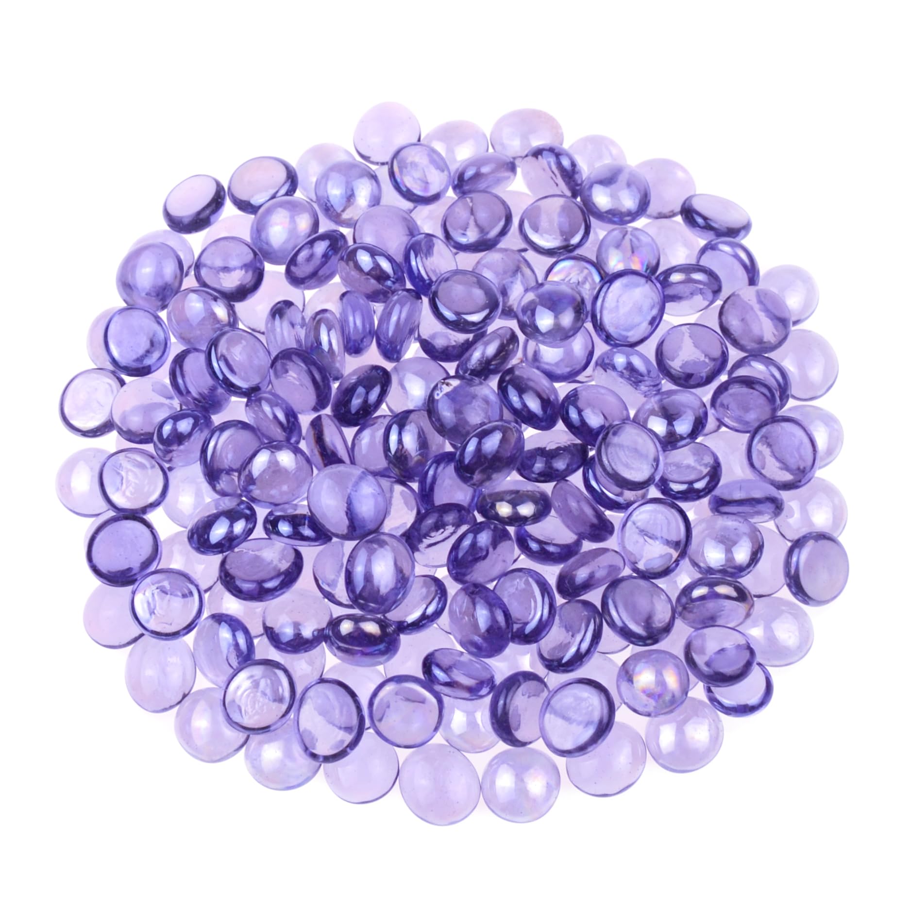 KINGOU Flat Glass Gems/Beads/Stones for Vase Filler, Table Scatter, Games - 1 Lbs (14-16mm, Approx. 5/8")