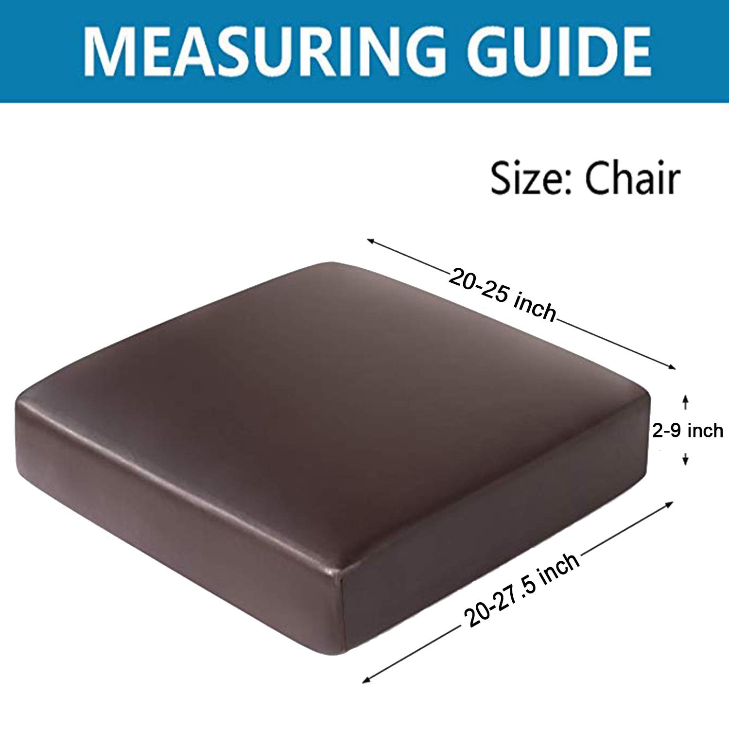 Faux Leather Couch Cushion Covers, Waterproof Sofa Cushion Slipcovers, Elastic RV Chair Seat Covers for Settee Seater, PU Leather Sofa Slipcovers Replacement Living Room (Chair Cushion, Chocolate)