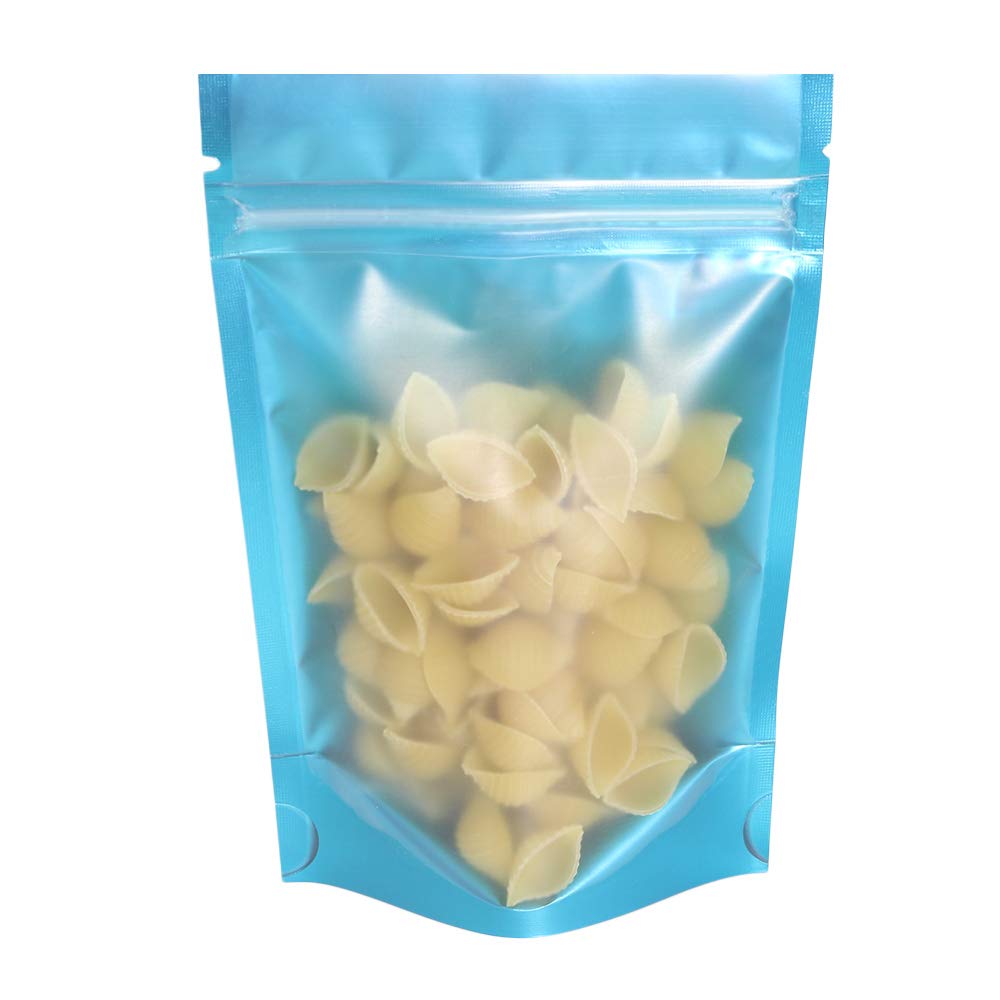 QQ Studio Pack of 100 Translucent Front Matte Blue Poly Plastic Resealable Bags (1.7oz (4" x 6"), Blue Stand-Up Pouch)