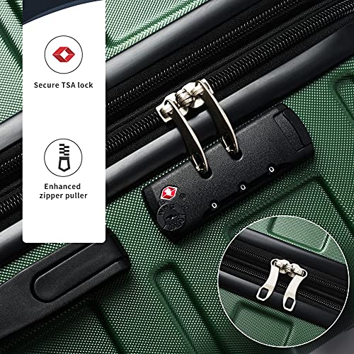 Merax Unisex-Adult (Novelty and Luggage Spinner Expandable Hardshell Lightweight Abs Suitcase 20”24”28”, 3 Pcs Set-Green, One_Size
