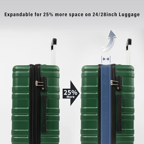 Merax Unisex-Adult (Novelty and Luggage Spinner Expandable Hardshell Lightweight Abs Suitcase 20”24”28”, 3 Pcs Set-Green, One_Size