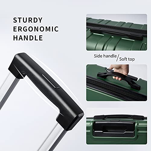 Merax Unisex-Adult (Novelty and Luggage Spinner Expandable Hardshell Lightweight Abs Suitcase 20”24”28”, 3 Pcs Set-Green, One_Size
