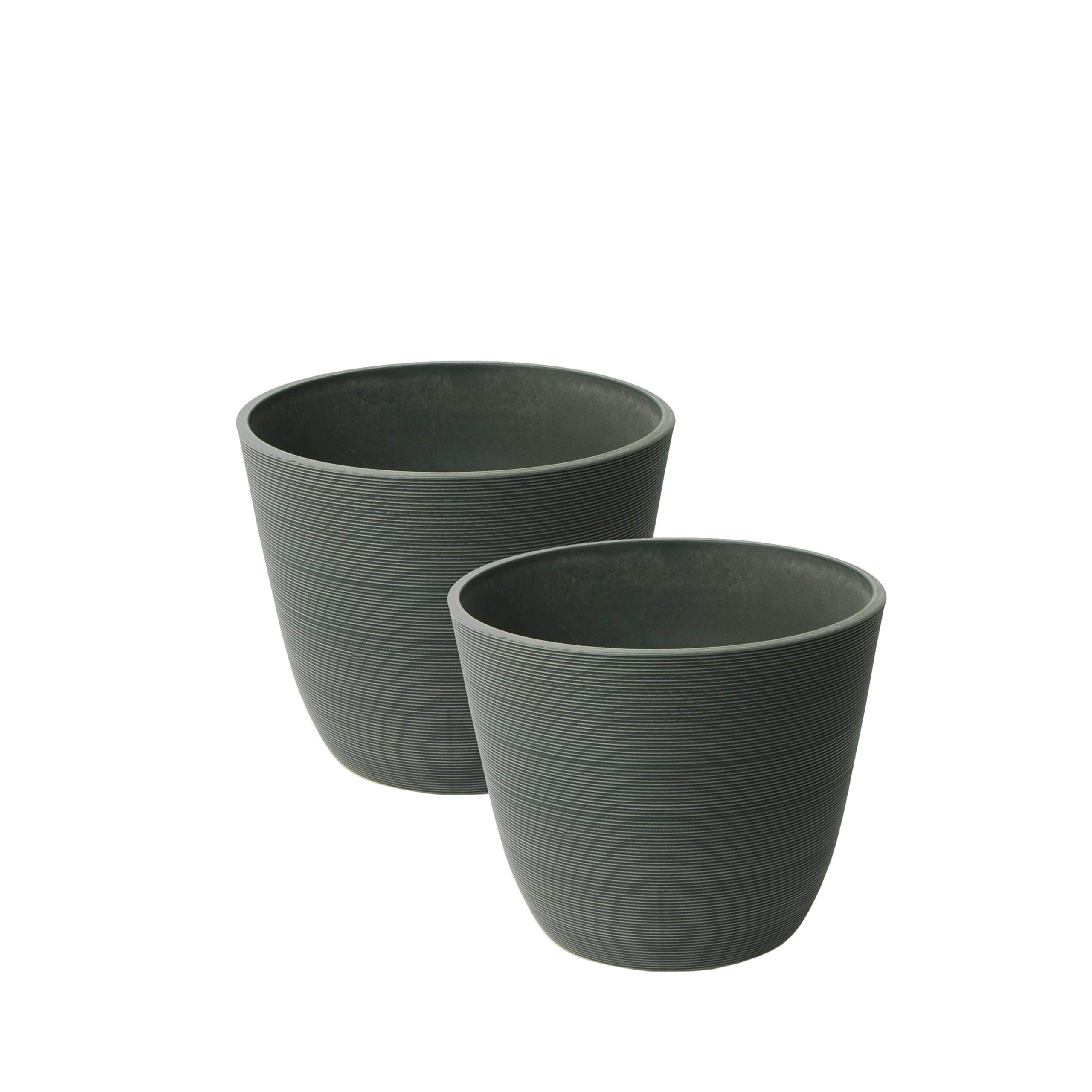 Algreen 23236 Valencia Planter, 2 Pack, Ribbed Charcoal