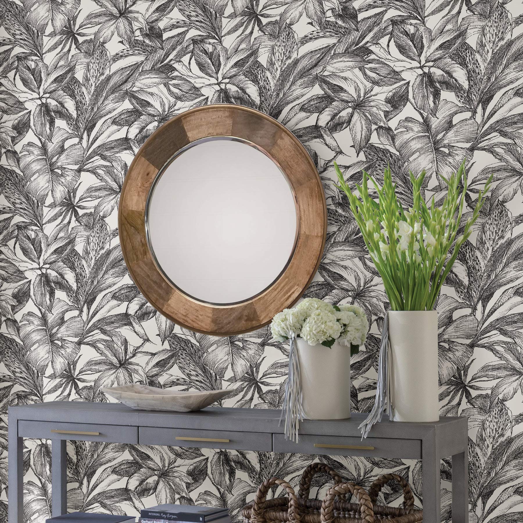 NuWallpaper NUS3498 Canopy Peel & Stick Wallpaper, Black