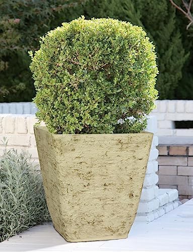 The HC Companies 16 Inch Tall Tahoe Square Planter - Premium Decorative Planter Made from Crushed Stone Resin for Indoor Outdoor Use, Slate