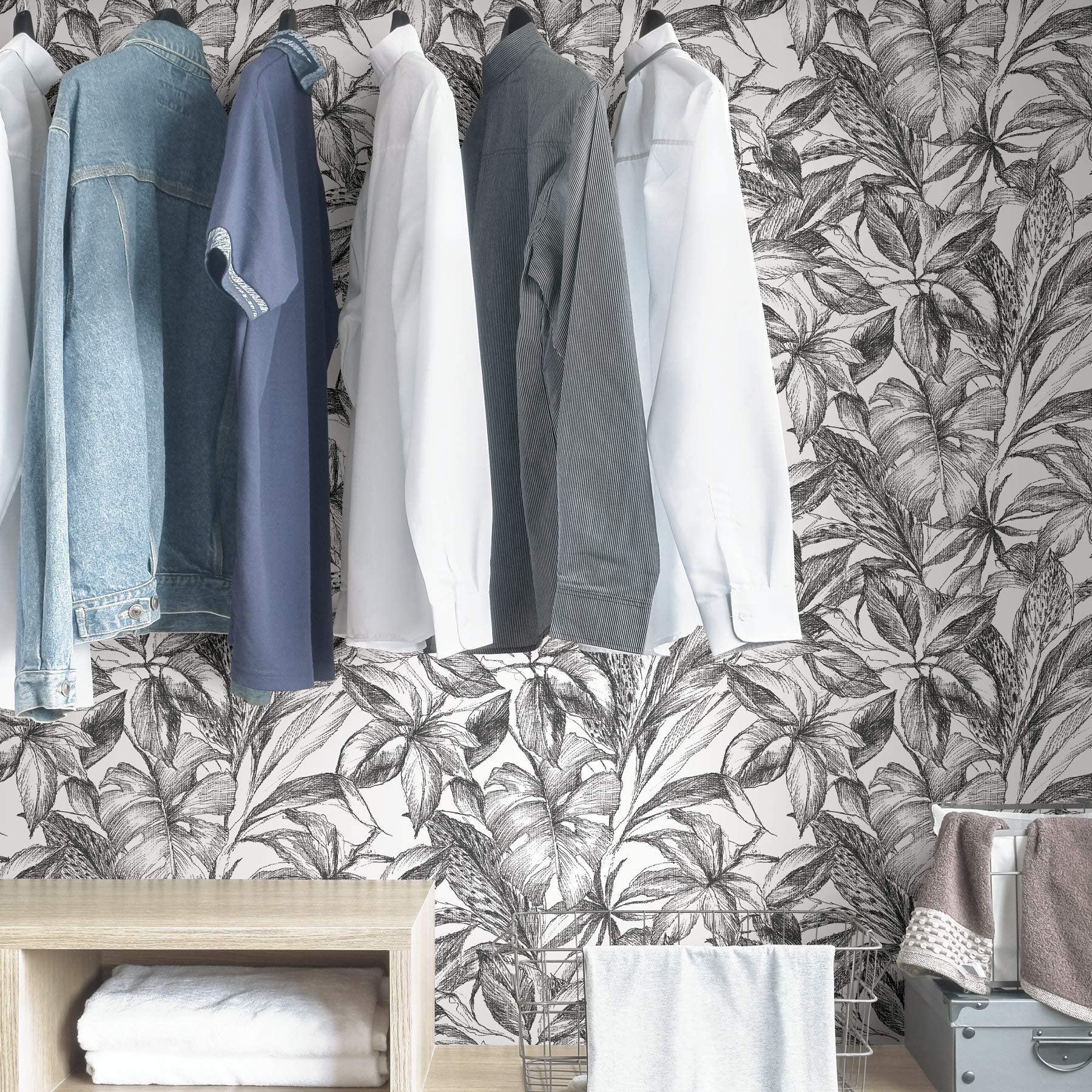 NuWallpaper NUS3498 Canopy Peel & Stick Wallpaper, Black