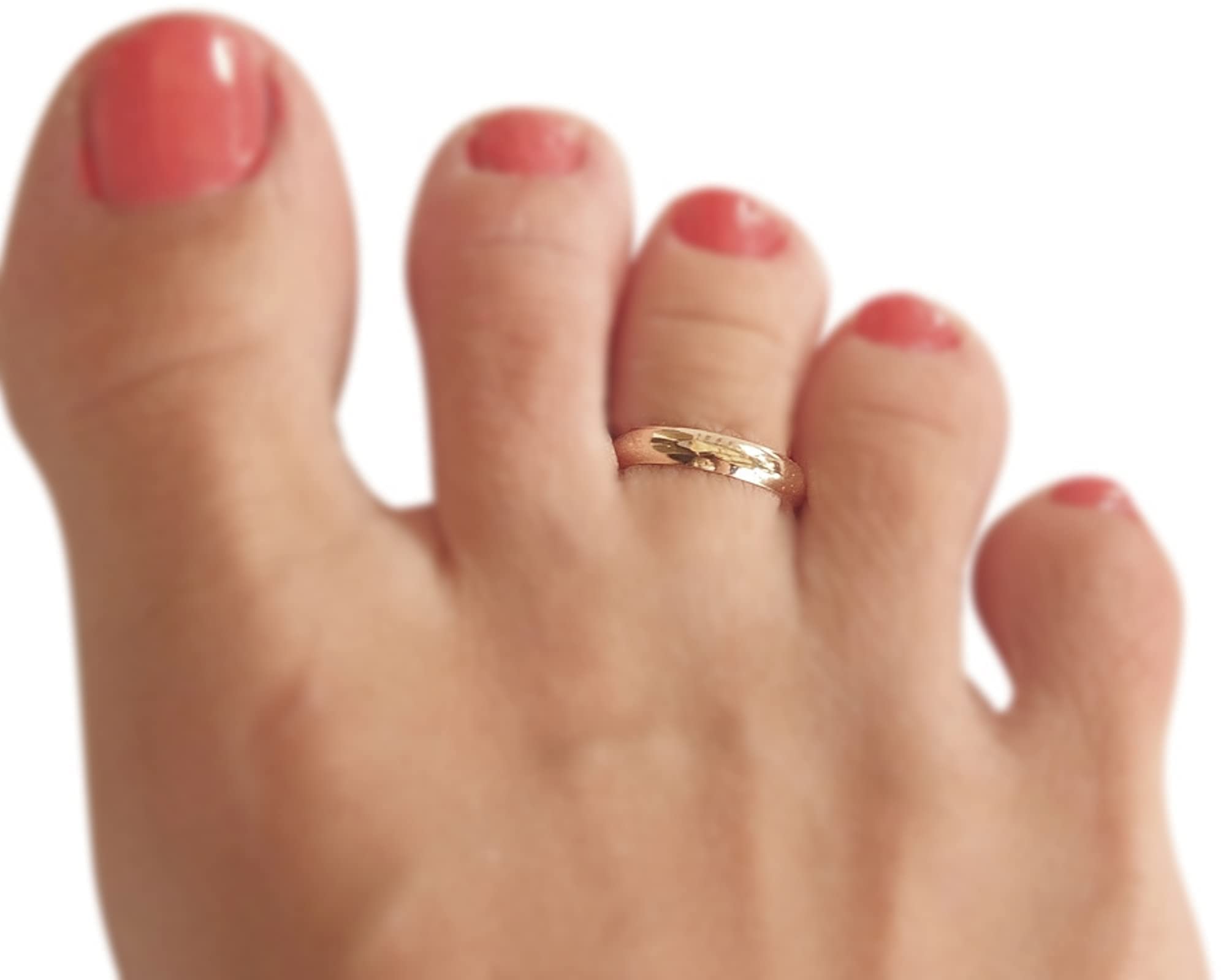 Handmade Gold Plain Band Adjustable Toe Ring, Yellow Gold Plated over Sterling Silver, Classic Dainty Open Toe, Pinky or Knuckle Rings for Women, By MiYa Jewelry Creations