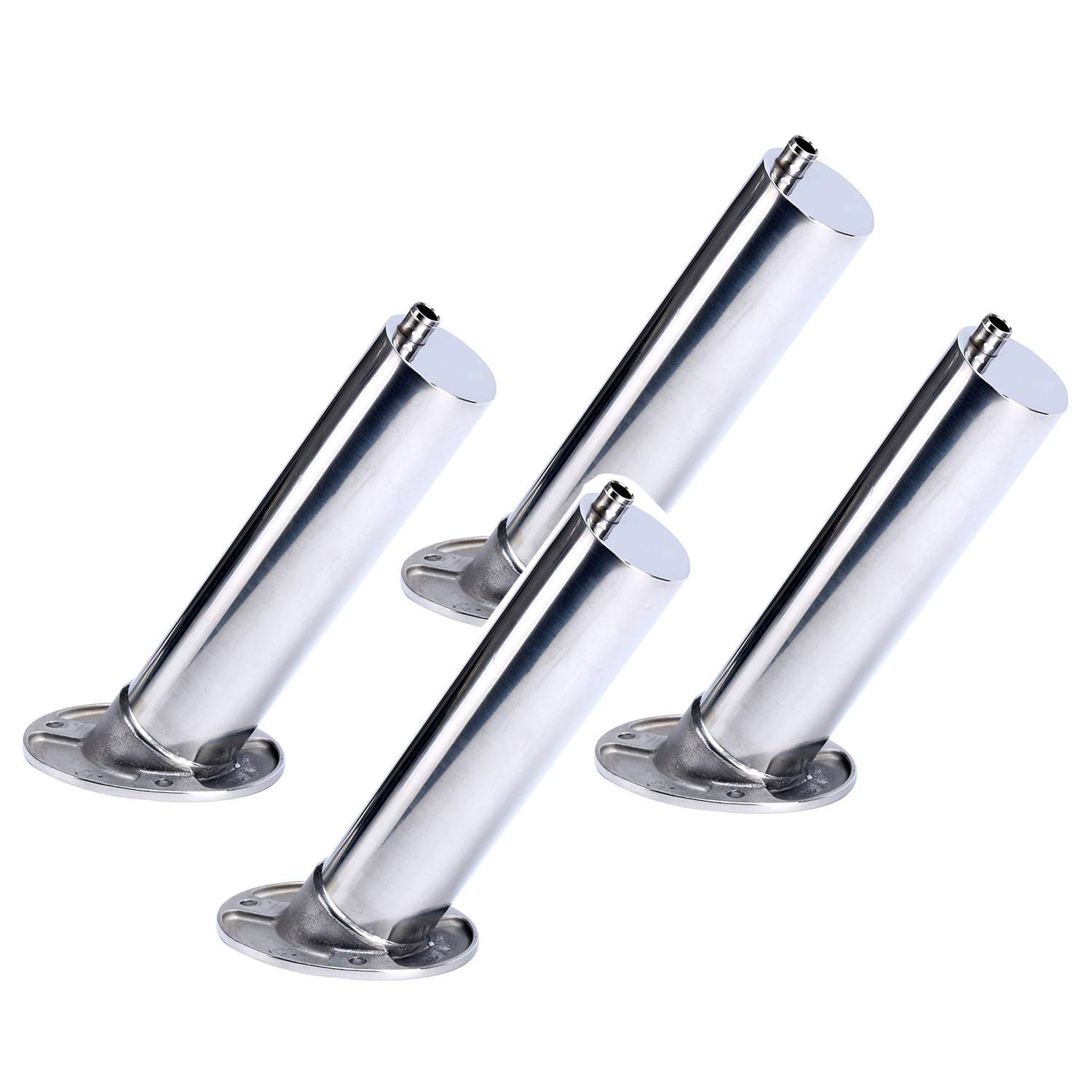 Amarine Made 4-Pack Heavy 316 Duty Stainless Steel Rod Holders with Drain, Flush Mount Fishing Rod Pole Holders, 30 Degree, 15degree, 90 Degree (15 Degree)