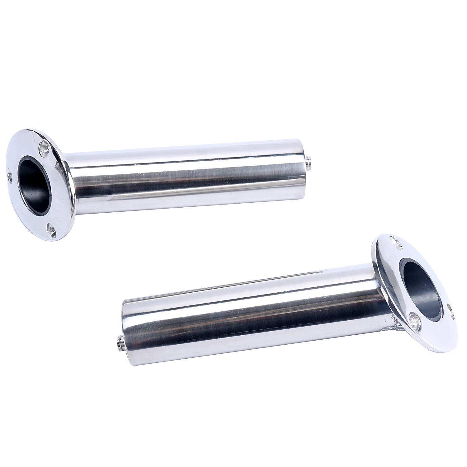 Amarine Made 4-Pack Heavy 316 Duty Stainless Steel Rod Holders with Drain, Flush Mount Fishing Rod Pole Holders, 30 Degree, 15degree, 90 Degree (15 Degree)