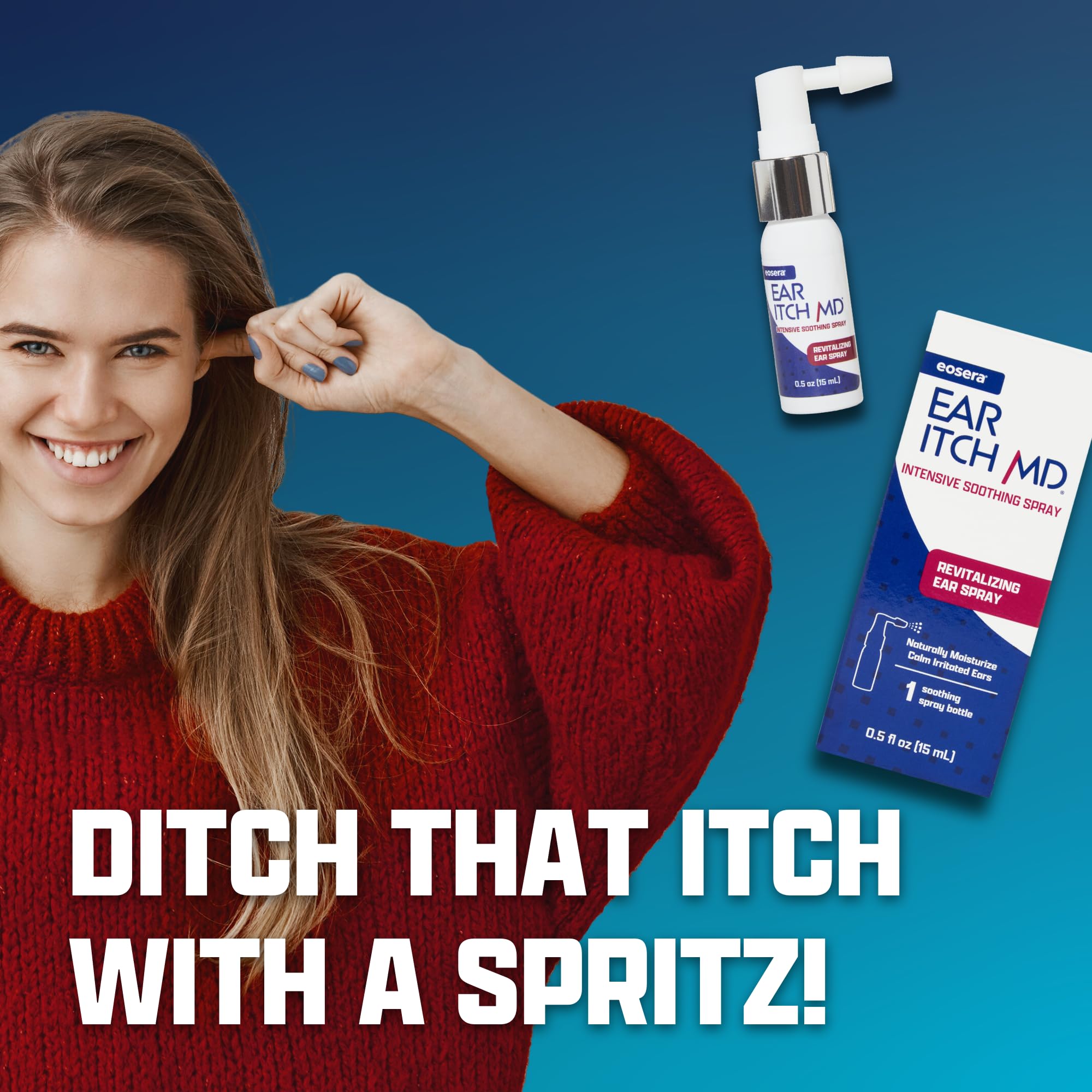 eosera® Ear Itch MD® - Ear Drops for Itchy Ears | Dry Ear Relief | Soothing Spray | Moisturizing Formula | Allergies, Eczema, Dermatitis, Psoriasis, Perimenopause, Menopause, Hearing Aids