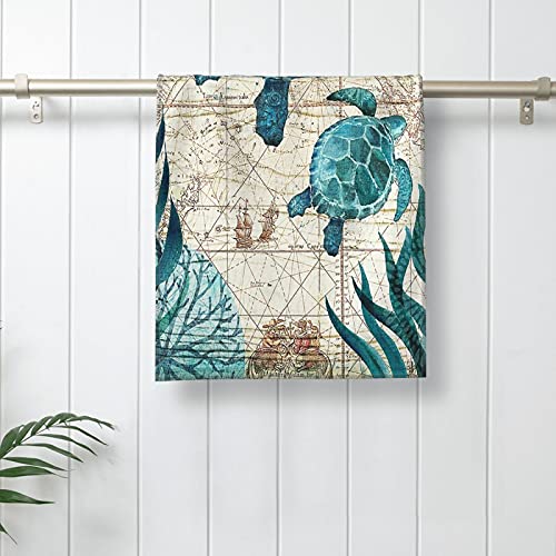XWQWER Sea Turtle Ultra Soft Highly Absorbent Decor Hand Towels, Dish Guest Towel Multipurpose for Bathroom Kitchen Gym Hotel Spa and Home(27.5 x 12 in)