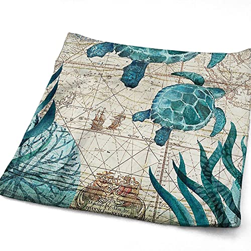 XWQWER Sea Turtle Ultra Soft Highly Absorbent Decor Hand Towels, Dish Guest Towel Multipurpose for Bathroom Kitchen Gym Hotel Spa and Home(27.5 x 12 in)