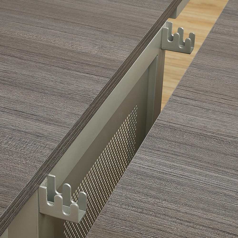 nbf signature series at Work 14' Expandable Conference Table with Warm Ash Laminate Top and Brushed Nickel Painted Steel Leg with Modesty Panel for Professional Use