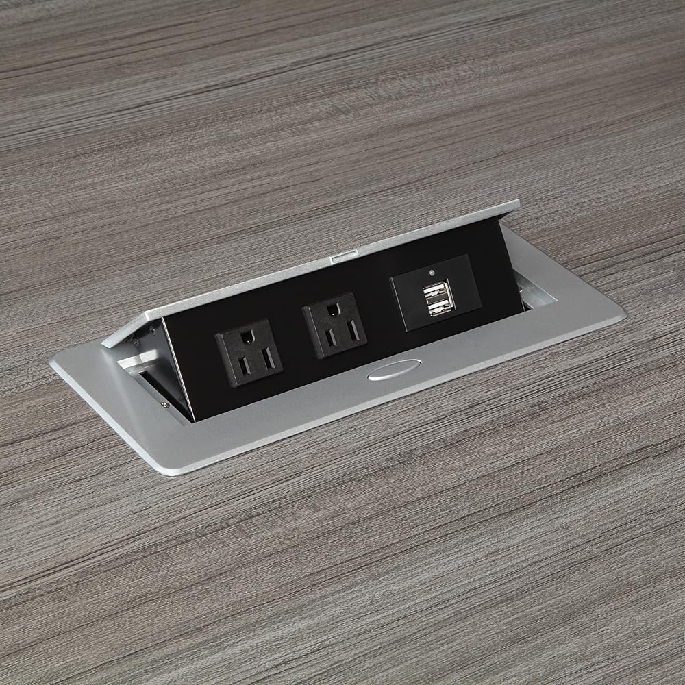 nbf signature series at Work 14' Expandable Conference Table with Warm Ash Laminate Top and Brushed Nickel Painted Steel Leg with Modesty Panel for Professional Use