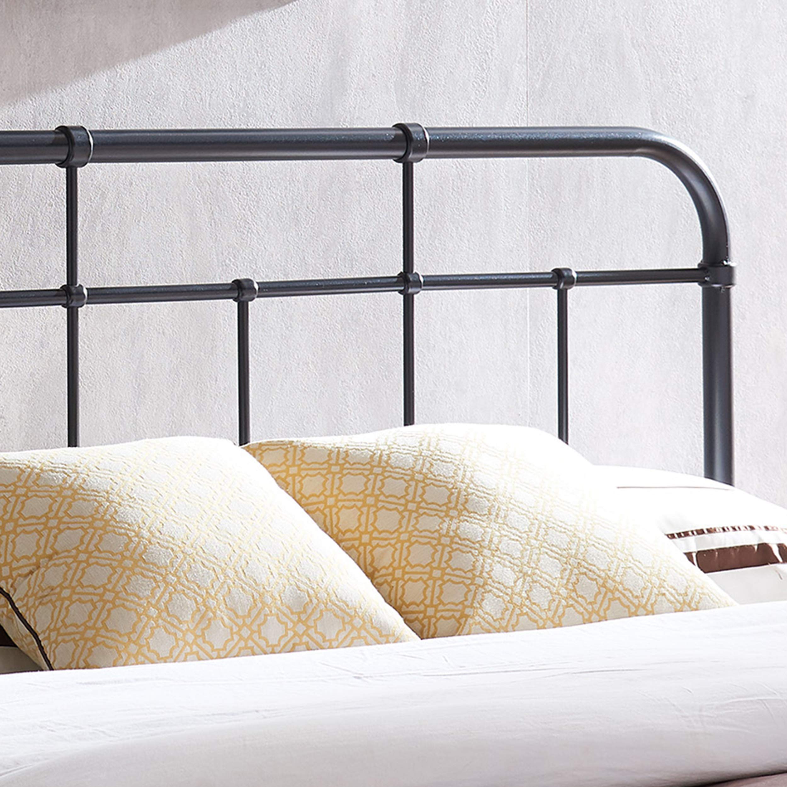 GDF Studio Industrial Iron King Headboard, Flat Black