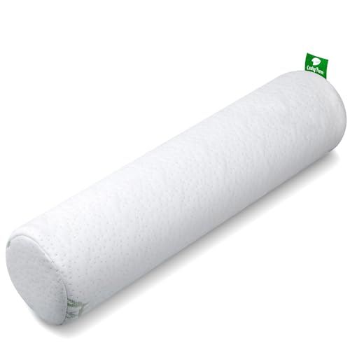 Cushy Form Neck Roll Pillow - Viscose of Bamboo Tube Pillow w/Washable Cover - Memory Foam Cylinder Pillows for Spine Discomfort, Yoga, Bed - Bolster & Travel Pillow