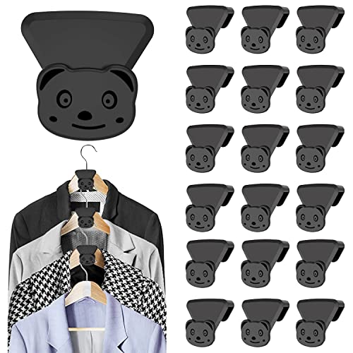 HILIVESVALUE 18 Pcs Clothes Hanger Connector Hooks, Space-Saving Clothes Hanger Connector Hooks, Wardrobe Clothing Outfit Hangers Hooks for Organizer Cabinet, Suitable for All Types of Hangers, Black