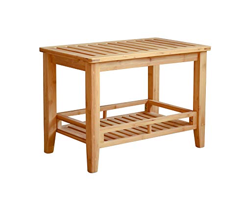 RANDEFURN Shower Bench 24'' Shower Chair with Shelf, Bathroom Bench,Shower Benches for InsideShower, Shoe Organizer or Entryway Bench 24x15x18.2 Inches
