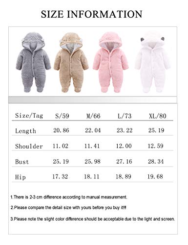 Unisex Baby Clothes Winter Coats Cute Newborn Infant Jumpsuit Snowsuit Bodysuits Registry for Baby Essentials Stuff Grey L