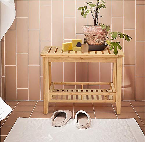 RANDEFURN Shower Bench 24'' Shower Chair with Shelf, Bathroom Bench,Shower Benches for InsideShower, Shoe Organizer or Entryway Bench 24x15x18.2 Inches