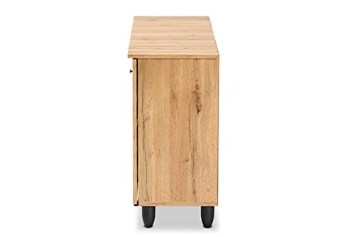 Baxton Studio Gisela Modern and Contemporary Oak Brown Finished Wood 3-Door Shoe Storage Cabinet