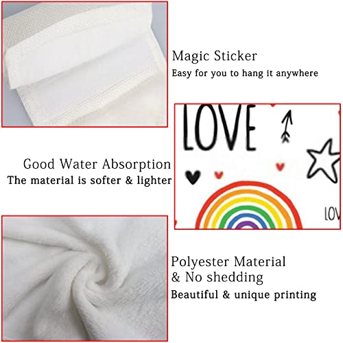 Kitchen Hanging Hand Towels Love is Love Pride Month Bathroom Soft Hanging Tie Towel with Loop Super Absorbent Machine Washable,2 Pack