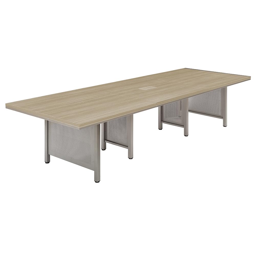 nbf signature series at Work 12' Conference Table with Warm Ash Laminate Top and Brushed Nickel Painted Steel Leg with Modesty Panel for Conference Rooms