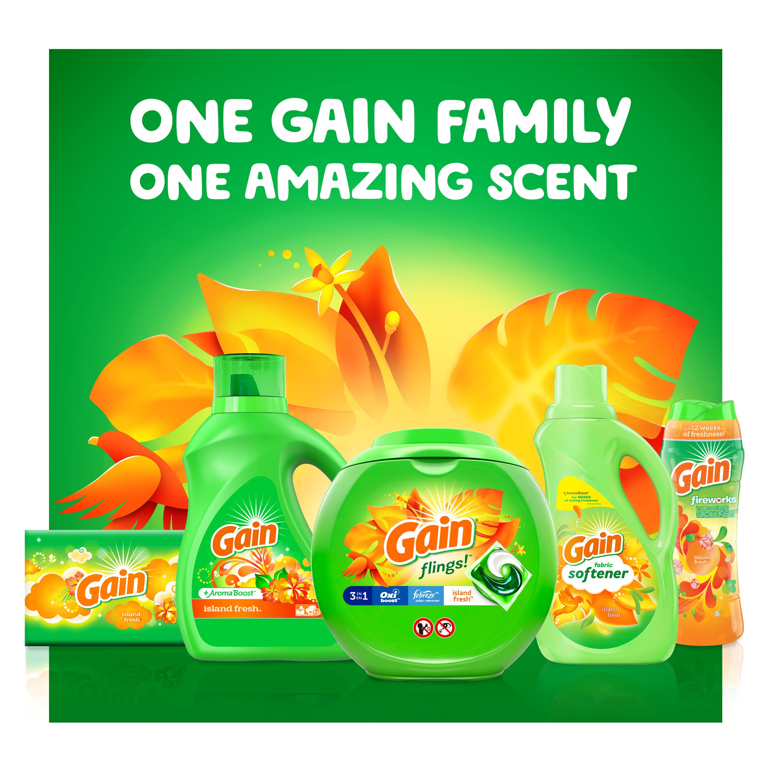Gain Fireworks Laundry Scent Booster Beads for Washer, Island Fresh, 20.1 oz