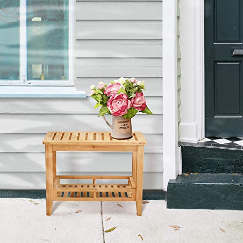 RANDEFURN Shower Bench 24'' Shower Chair with Shelf, Bathroom Bench,Shower Benches for InsideShower, Shoe Organizer or Entryway Bench 24x15x18.2 Inches