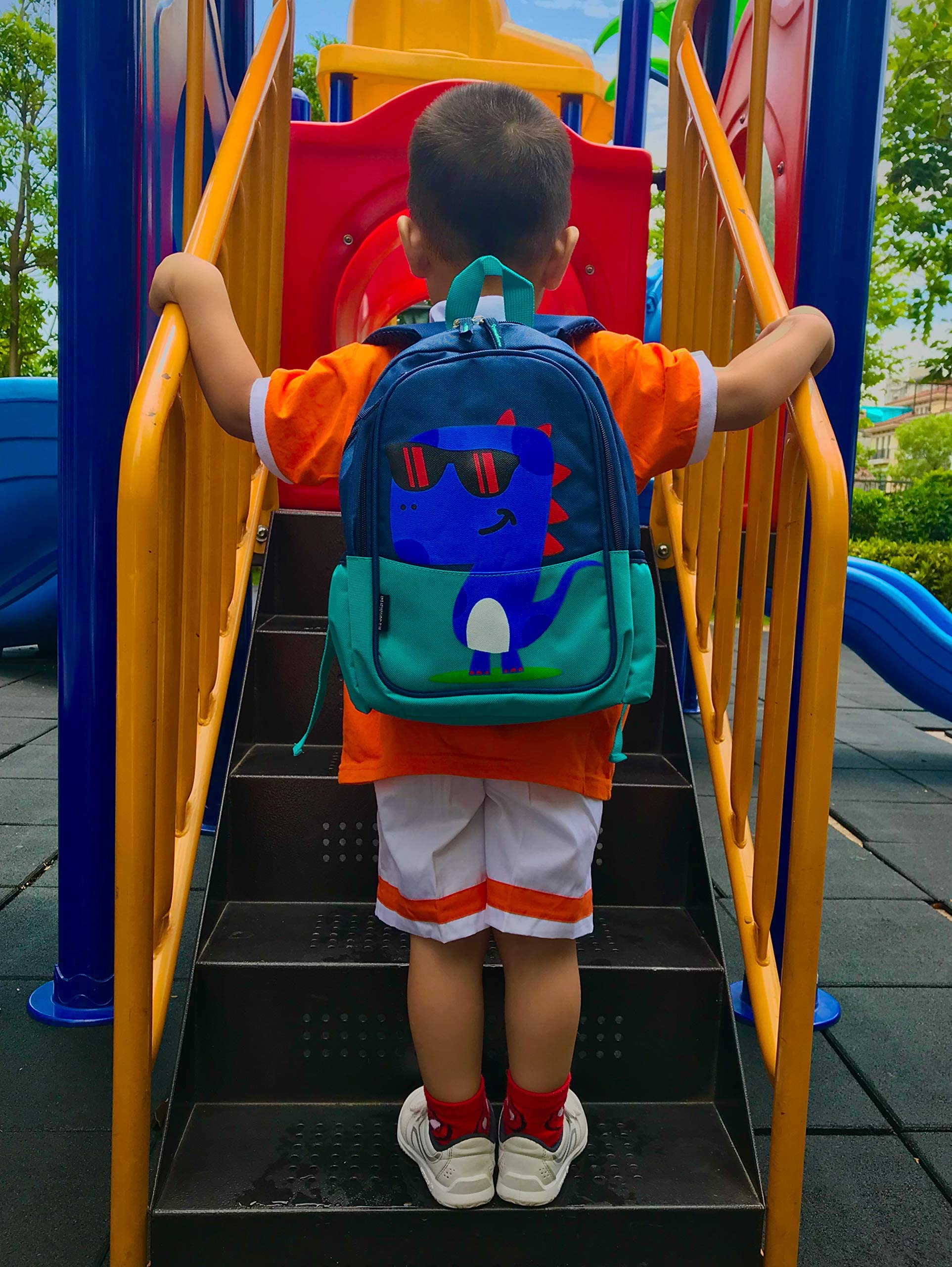 POWOFUN Kids Toddler Preschool Travel Backpack Cool Cute Cartoon Daypack (Dinosaur Green)