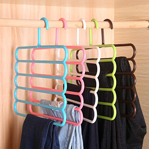 V-Shine Pants Hangers Slacks Hangers Space Saving Non Slip Stainless Steel Clothes Hangers Closet Organizer for Pants Jeans Trousers Scarf (5 Pack)