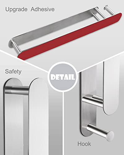 LIVEHITOP Bathroom Towel Bar, Self Adhesive Wall Mounted Hand Towel Holders No Drilling SUS304 Stainless Steel for Face Small Towels (Silver, 1)