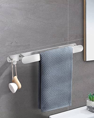 LIVEHITOP Bathroom Towel Bar, Self Adhesive Wall Mounted Hand Towel Holders No Drilling SUS304 Stainless Steel for Face Small Towels (Silver, 1)