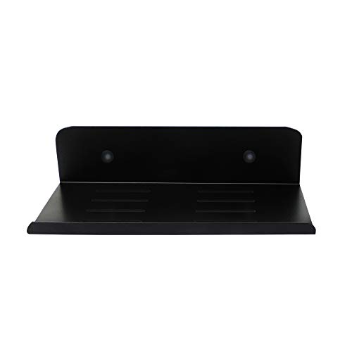 SinLoon 7.8 Inch Small Shelf in Flat Satin Aluminum Bathroom Shelf Wall Mount for Small Speaker Smartphone, Tablet, Toiletries (Black)