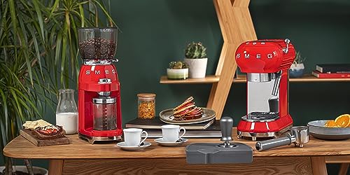 Smeg CGF01RDEU Electric Coffee Grinder with a Power of 150 W CGF01RDEU-red, Plastic, red
